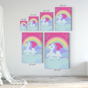 Cute Unicorn and Rainbow Nursery Decor Colorful Wall Art CANVAS PRINT ...