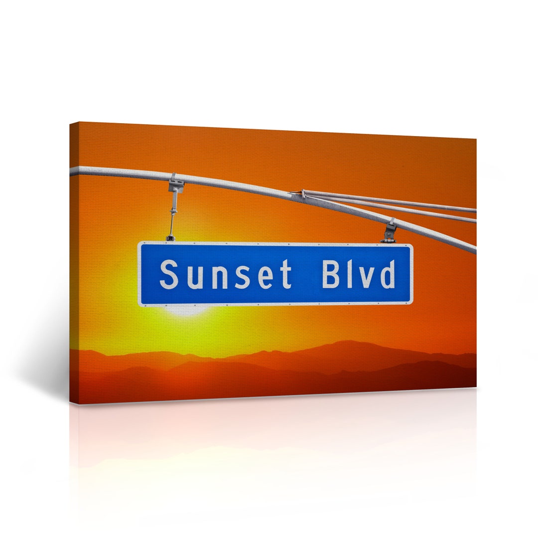 Los Angeles Wall Art Sunset Boulevard Sign With Sunset Canvas Print ...