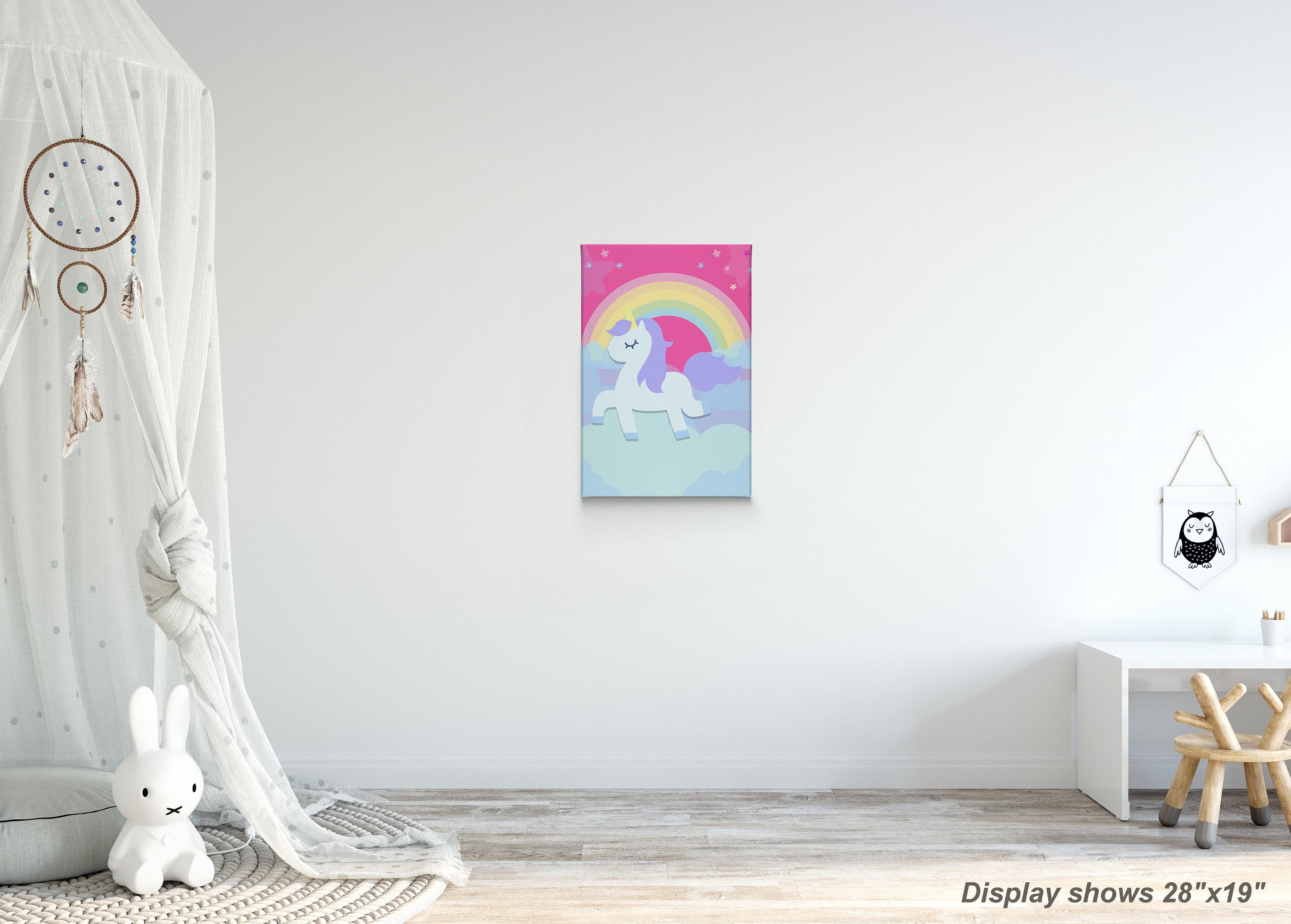 Cute Unicorn and Rainbow Nursery Decor Colorful Wall Art CANVAS PRINT ...