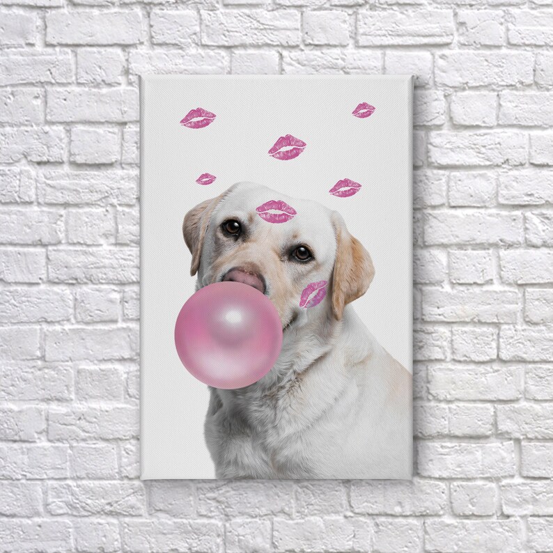 Labrador Retriever Dog Blowing Pink Bubble Gum Pop Art Animal - Etsy