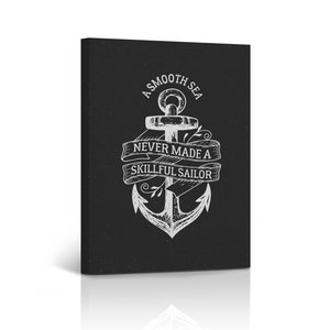 Motivational Quote Anchor Illustration Dark Coastal Decor Canvas Print ...