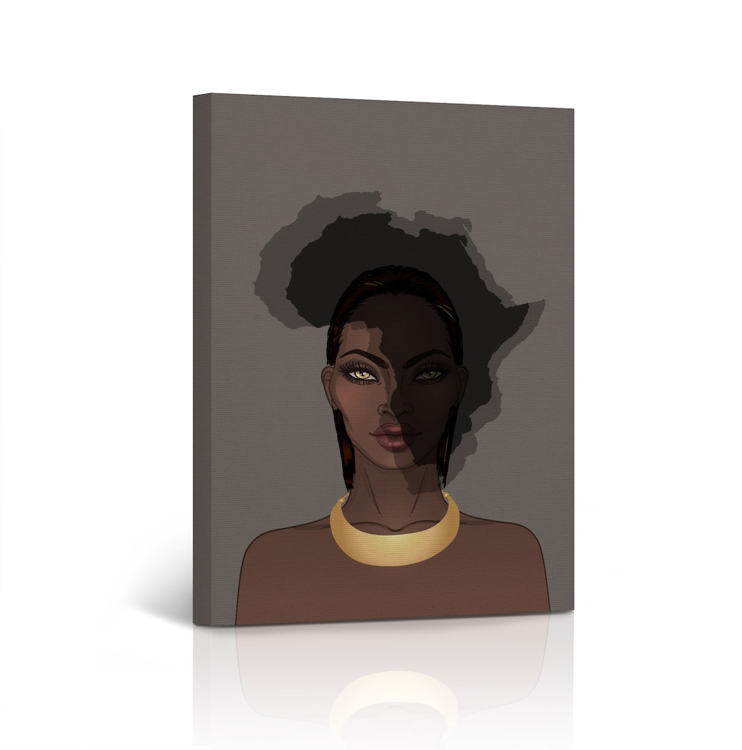 African Map Shadow African American Woman Traditional African Portrait ...