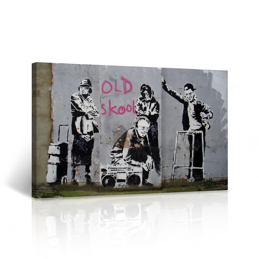 Banksy Canvas Wall Art Old School From London Graffiti Artwork Wall ...