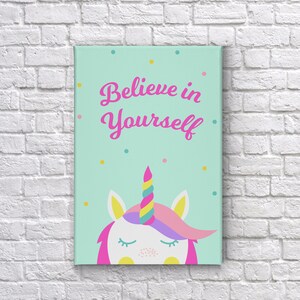 Beautiful Unicorn Motivational Wall Art Nursery Decor 2 Panel Canvas ...