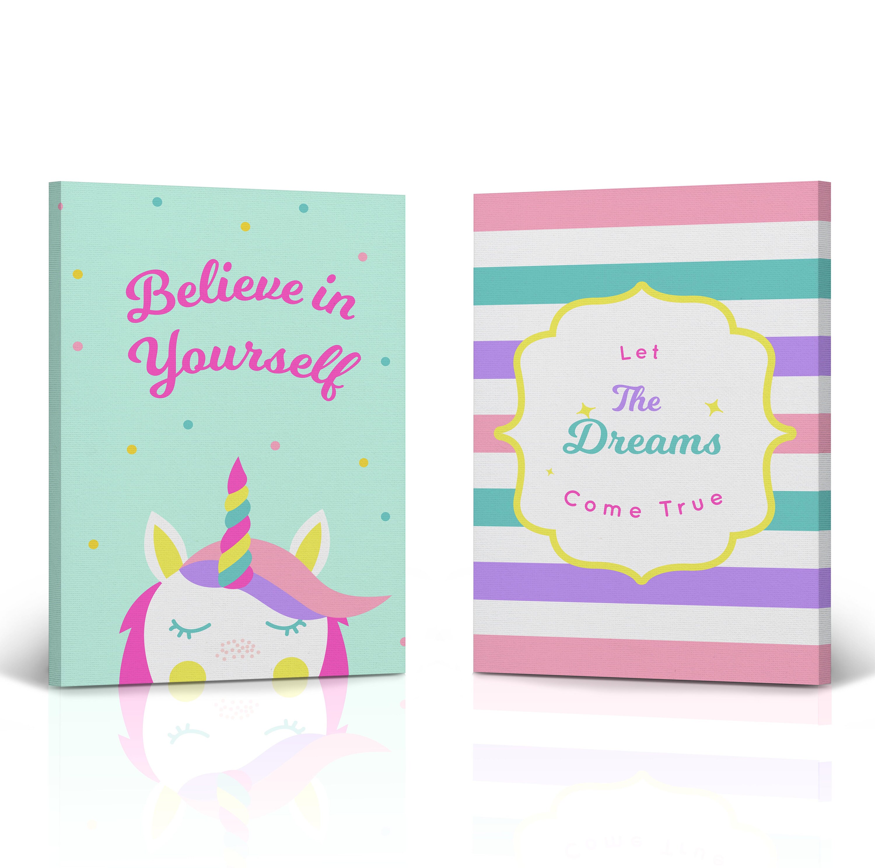 Beautiful Unicorn Motivational Wall Art Nursery Decor 2 Panel | Etsy