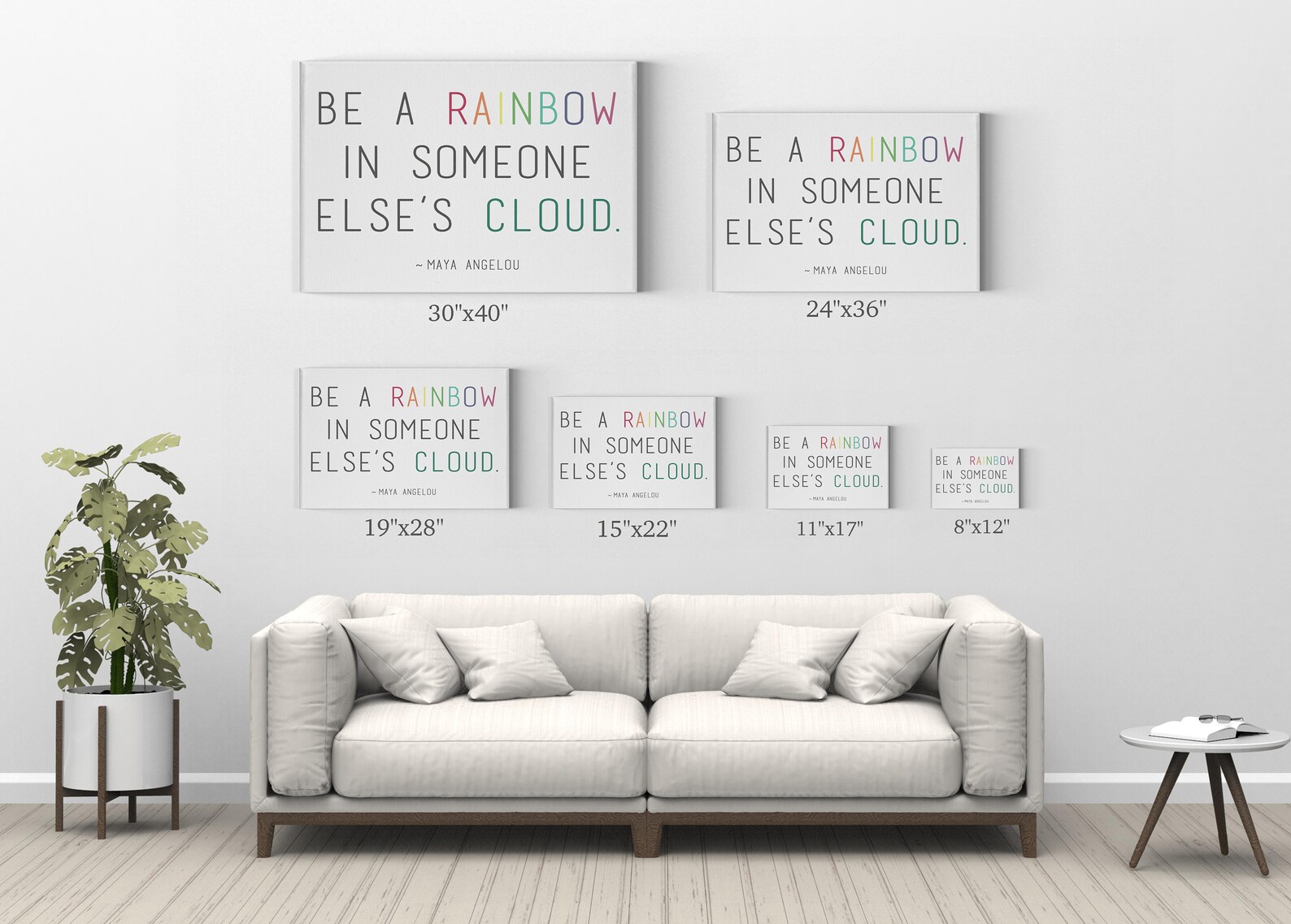 Be A Rainbow in Someone Elses Cloud Quote CANVAS PRINT Motivational ...