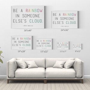 Be A Rainbow in Someone Elses Cloud Quote CANVAS PRINT Motivational ...