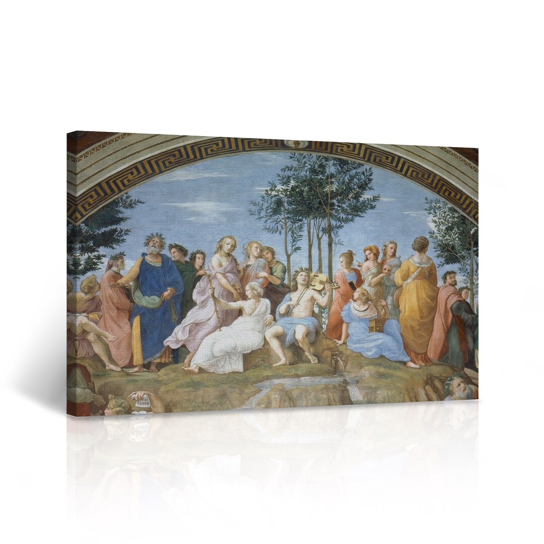 The Parnassus by Raphael Art Famous Fresco Painting Reproduction Canvas ...