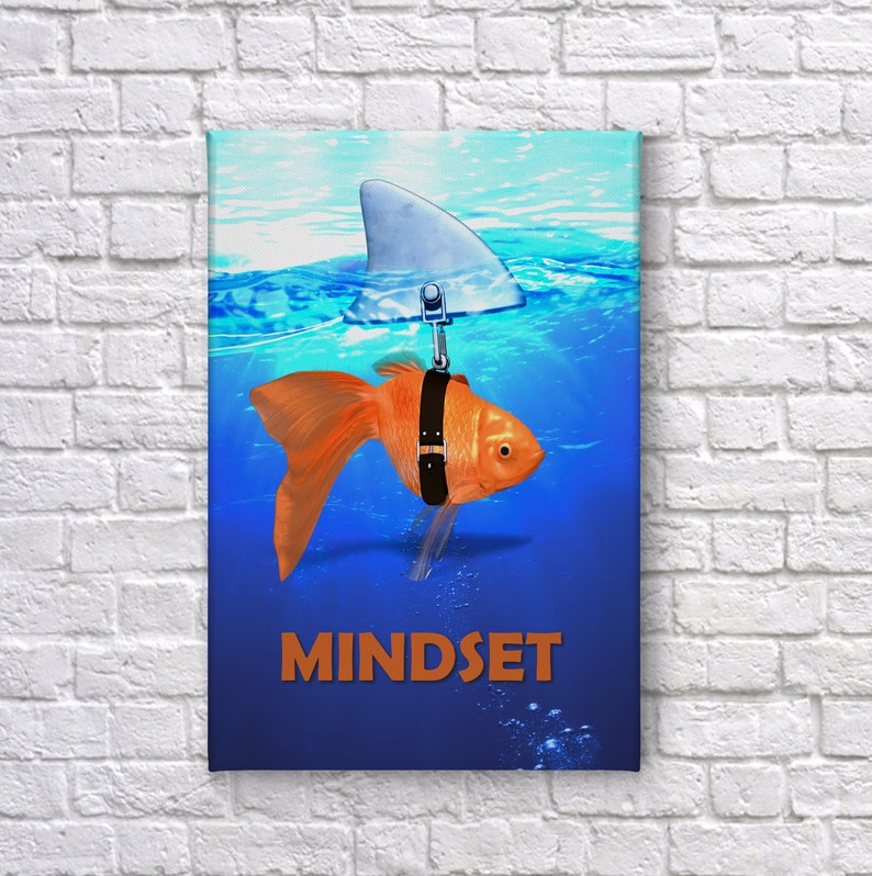 Mindset Office Decor Canvas Print Orange Quote Goldfish and | Etsy