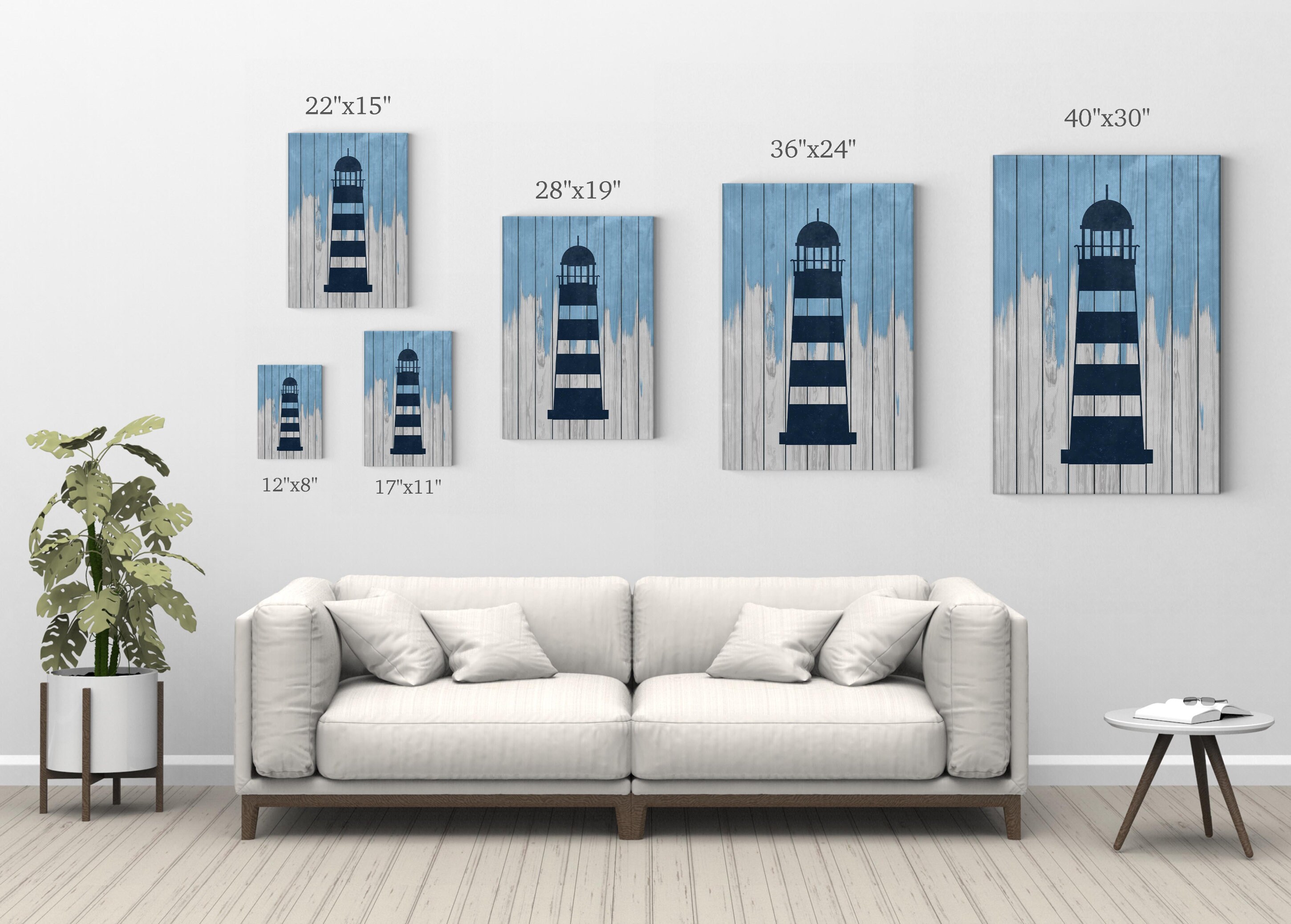 Lighthouse Anchor and Quotes Illustration Blue White Wooden | Etsy