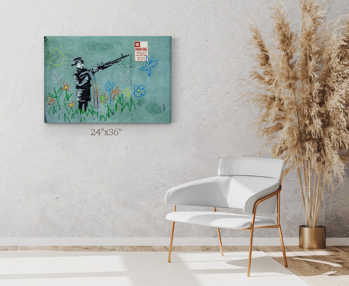 Banksy Canvas Wall Art Crayola Shooter Graffiti LA USA Graffiti Artwork ...