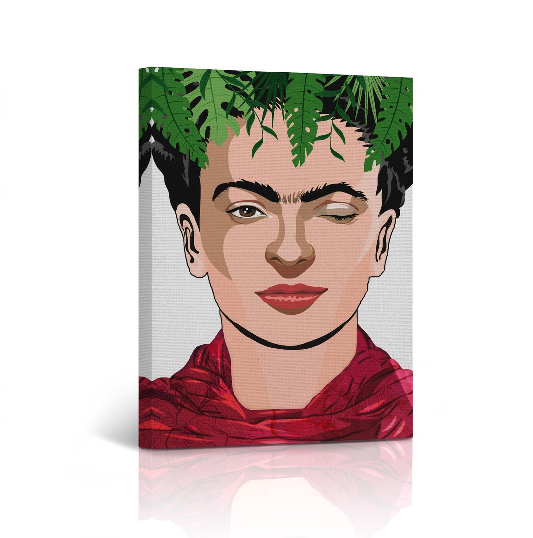 Frida Kahlo Woman With Tropical Leaves Colorful Portrait Pop Art Canvas ...