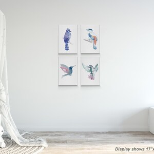 Cute Birds Watercolor Wall Art Nursery Decor 4 Panel Canvas Print Set ...