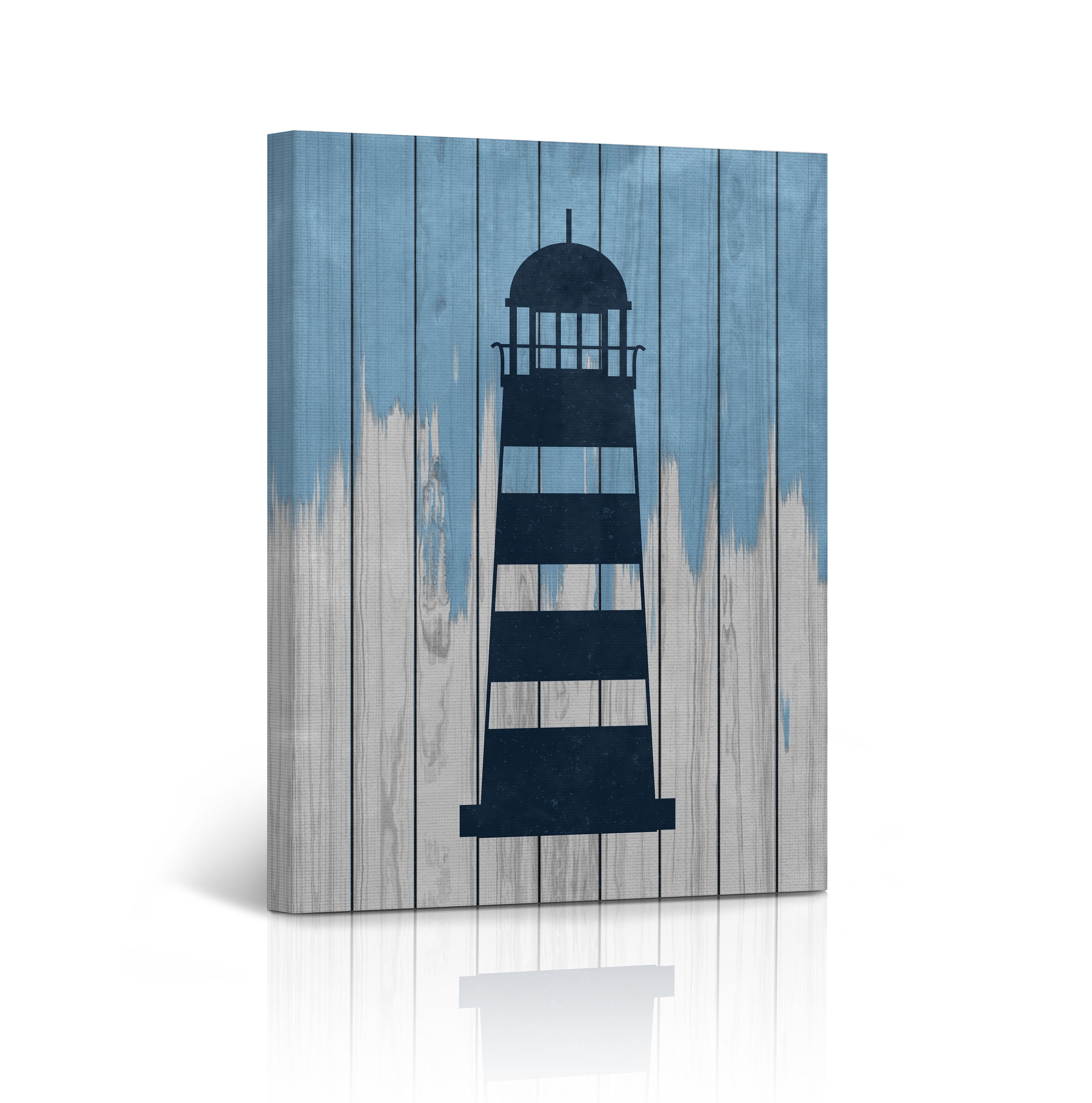 Lighthouse Anchor Ship Wheel Quotes Illustration Blue White Coastal ...