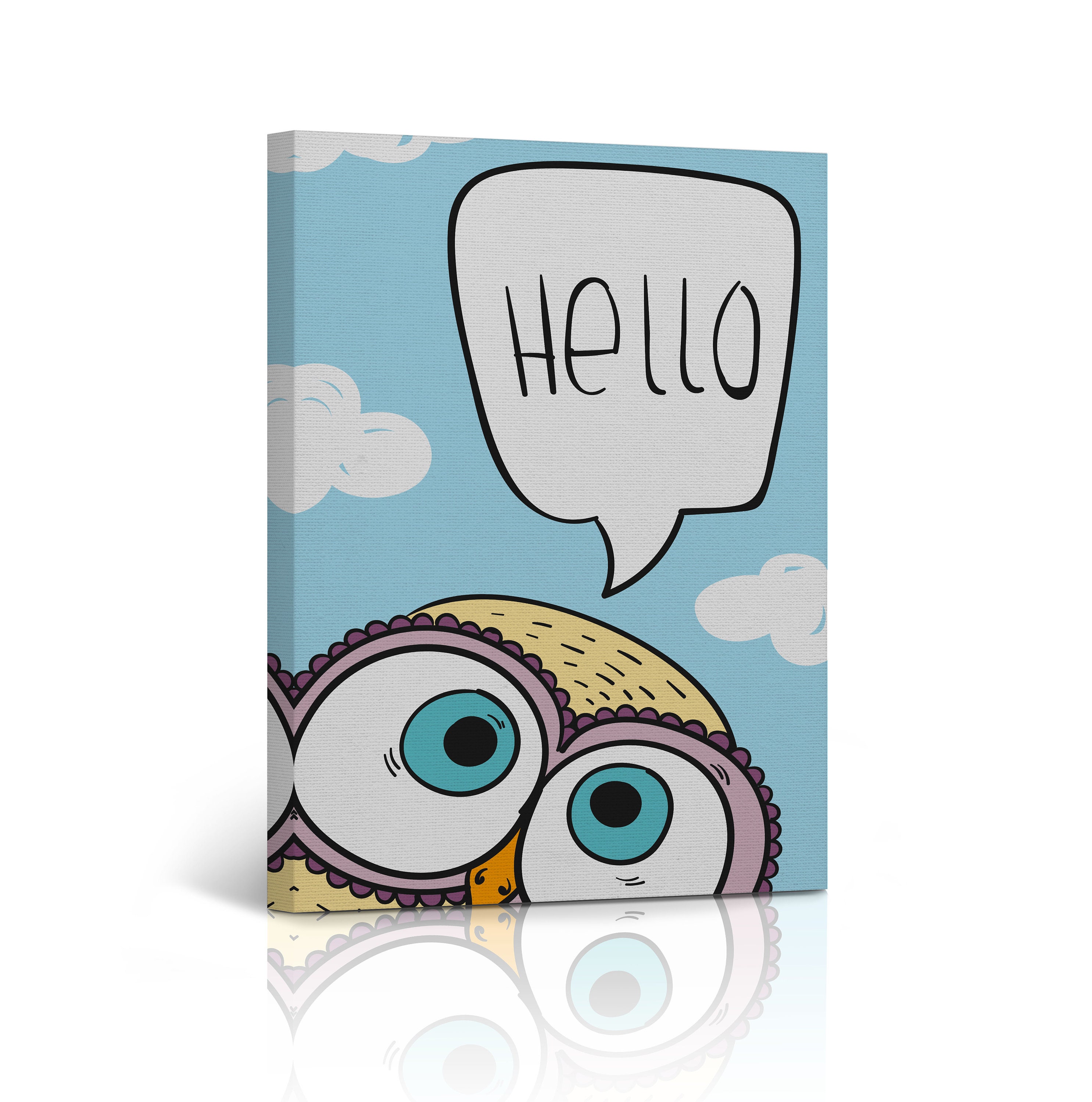 Hello Cute Owl Nursery Decor Wall Art White Clouds and Blue - Etsy