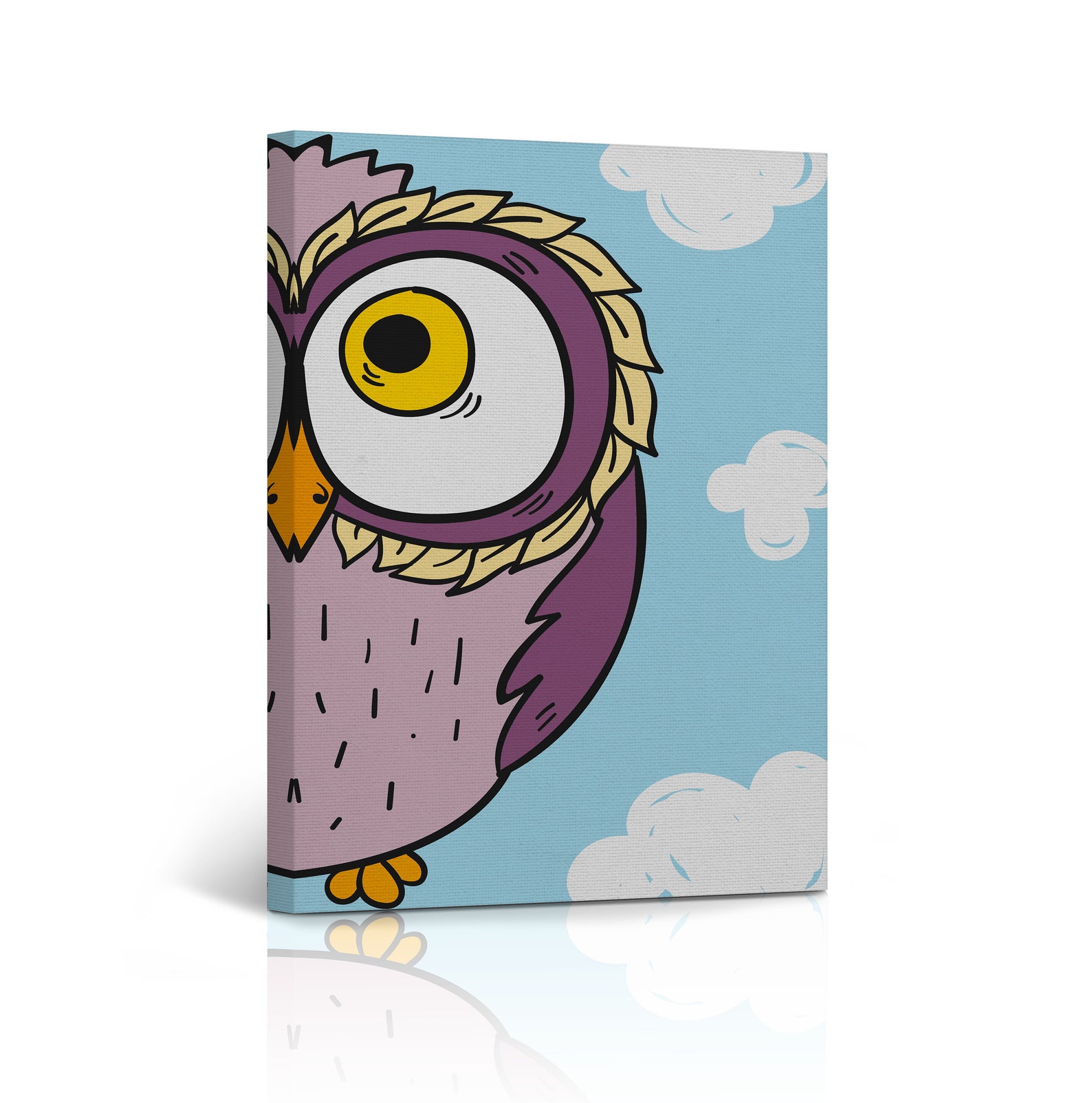 Half Cute Owl Nursery Decor Wall Art White Clouds and Blue Sky | Etsy