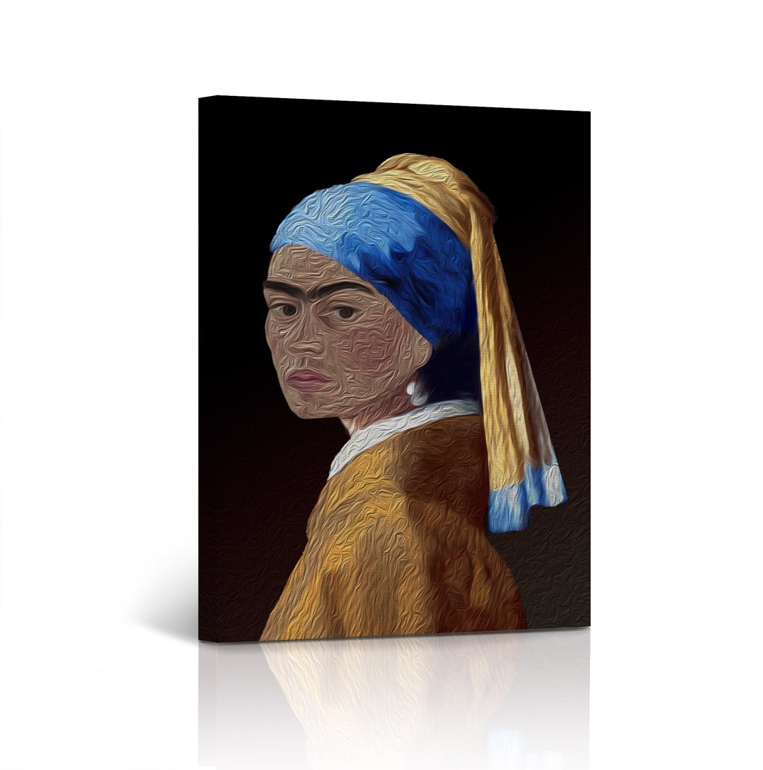 Buy Frida Kahlo Frida Face Girl With a Pearl Earring Oil Canvas Wall ...