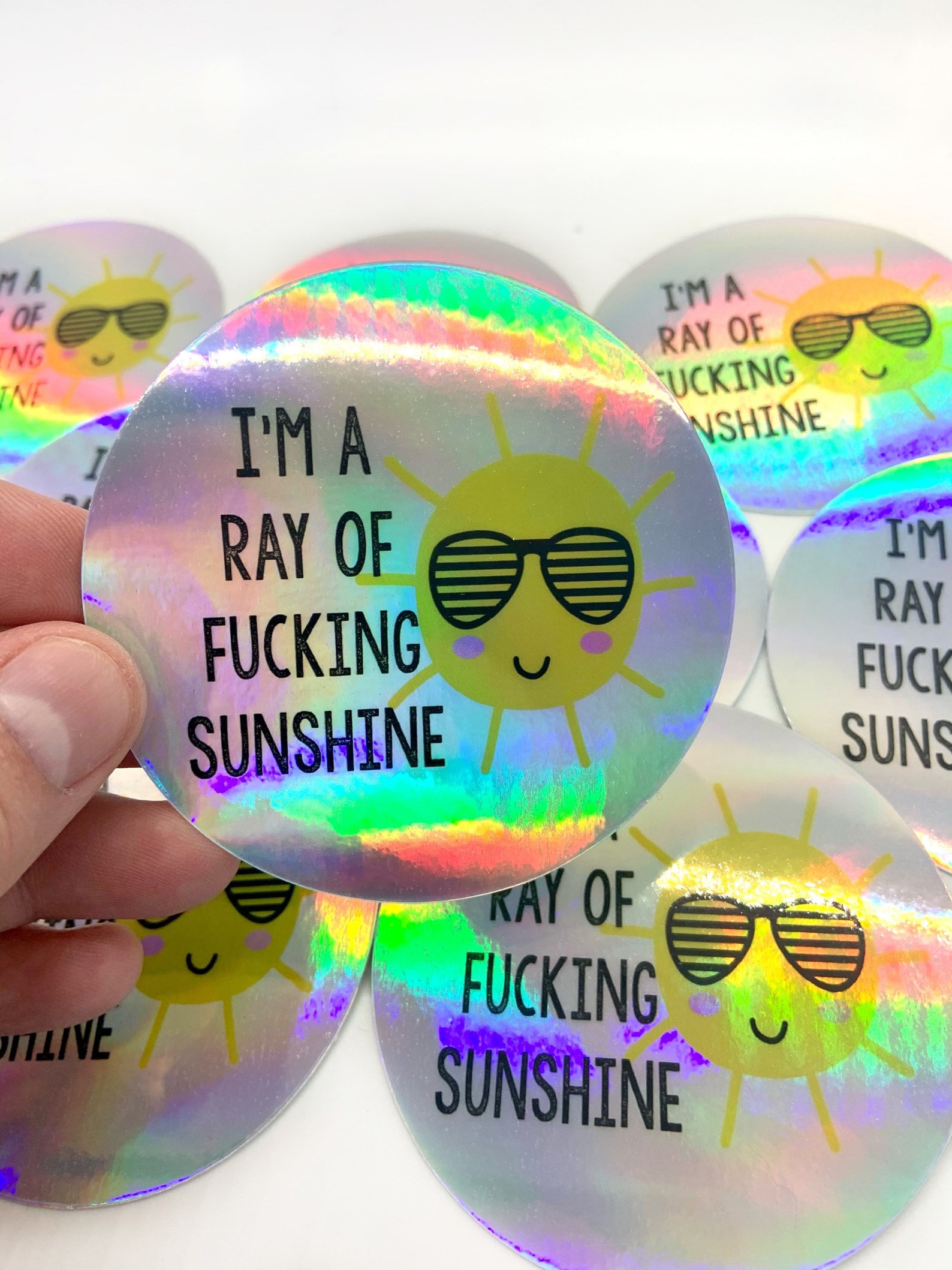 Im A Ray Of Fucking Sunshine Holographic Waterproof Sticker Etsy Uk