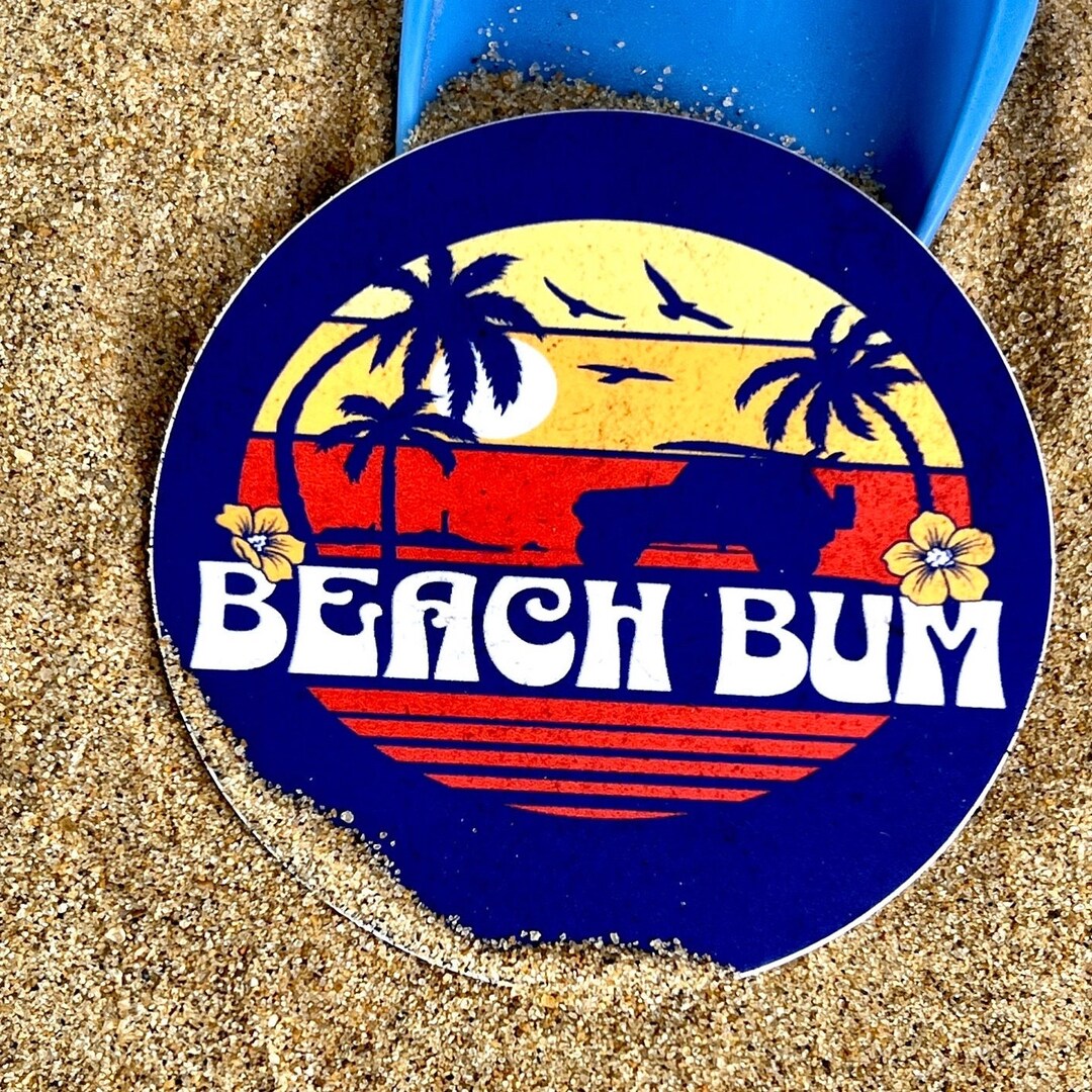 Beach Bum Sticker Decal, Free Shipping, Laptop, Waterproof Car Sticker ...