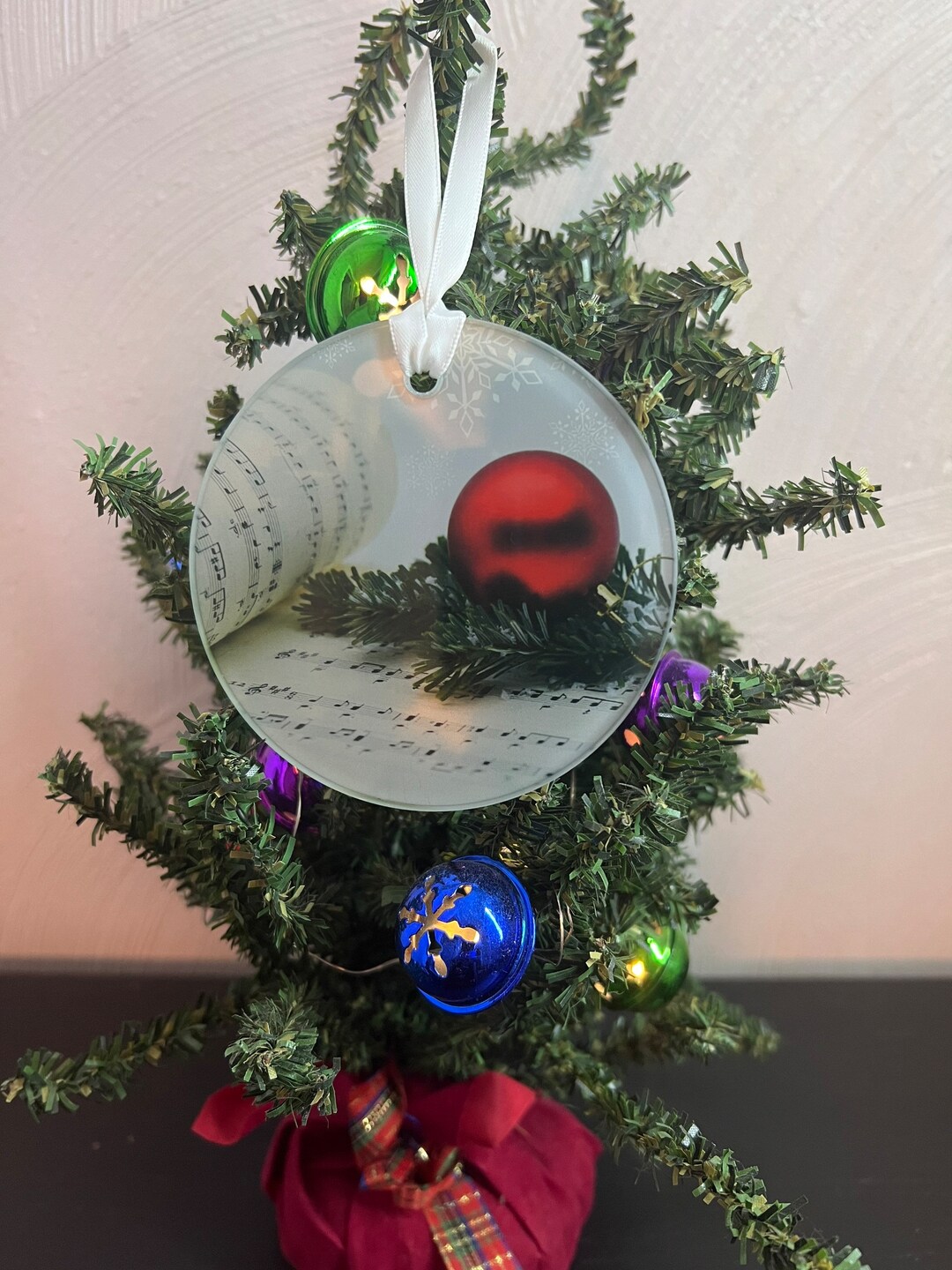 Red Bauble With Sheet Music Glass Ornament / Suncatcher - Etsy
