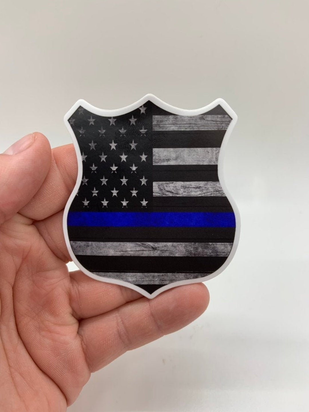 Blue Line American Flag Badge, Waterproof Sticker Decal, Free Shipping ...