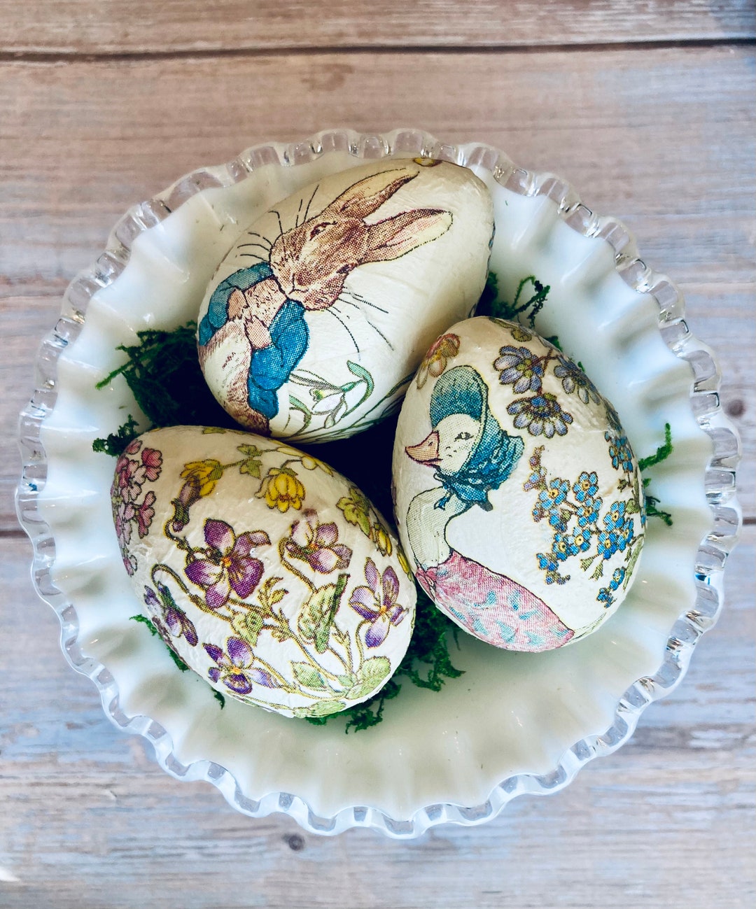 Easter Eggs Decoupage Eggs Peter Rabbit Spring Decor - Etsy