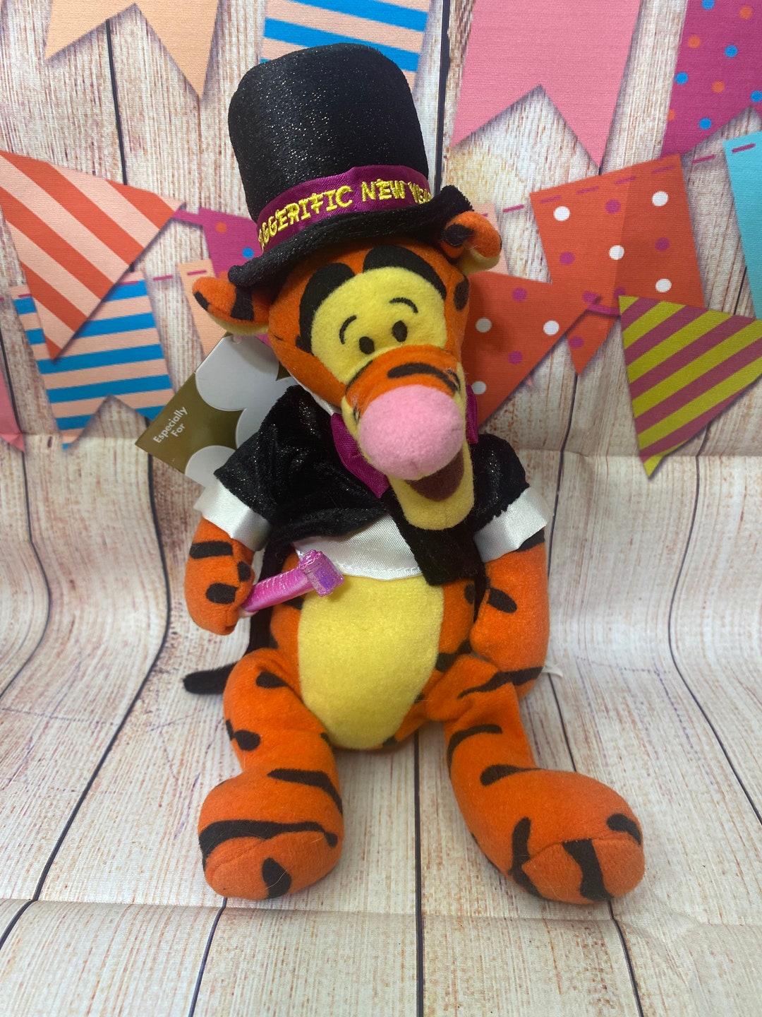 Vintage Disney Store Tigger New Years Celebration Bean Bag Plushie ...