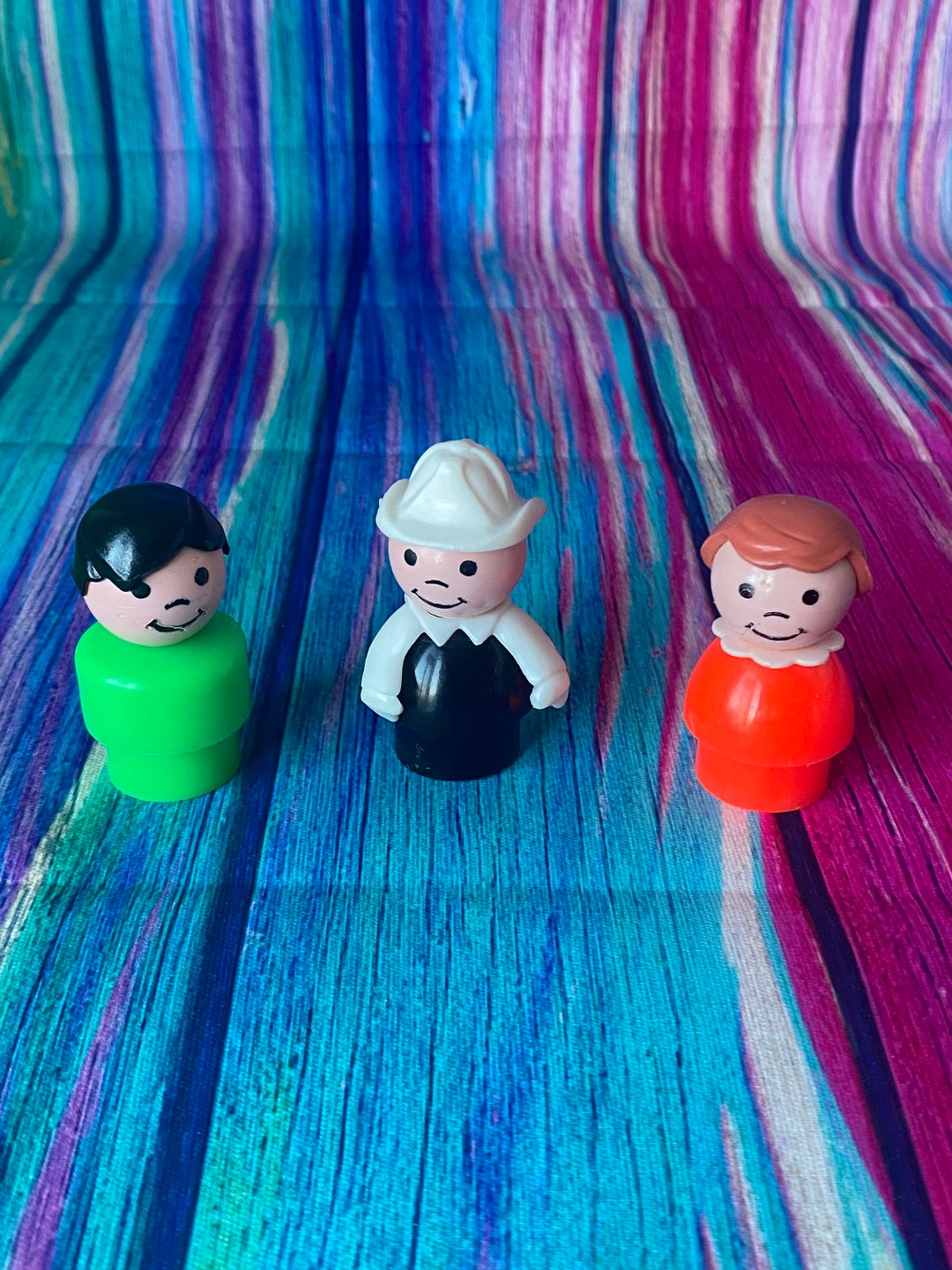 Vintage Fisher Price Little People Three Dolls Fireman Boy Girl ...