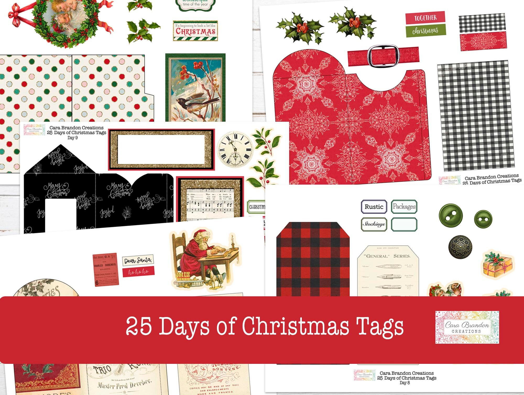 25 Days of Christmas Tags, Digital Junk Journal Kit (PDF Download) - Etsy