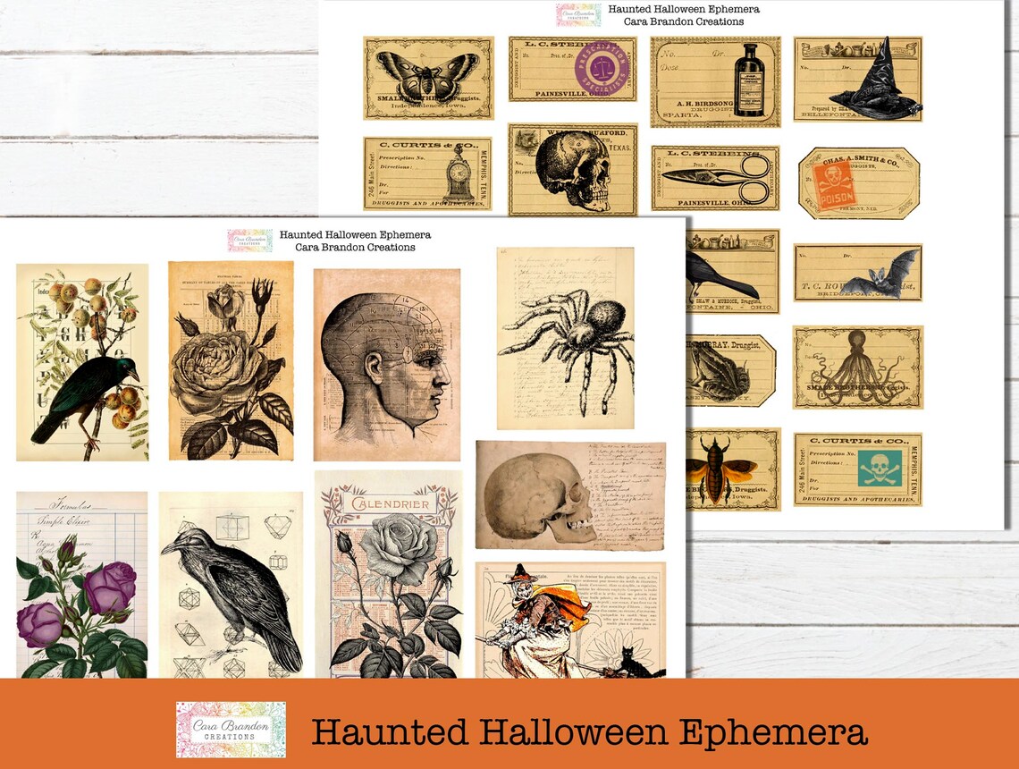 Haunted Halloween Ephemera Kit, Spooky Junk Journal, Fussy Cuts ...