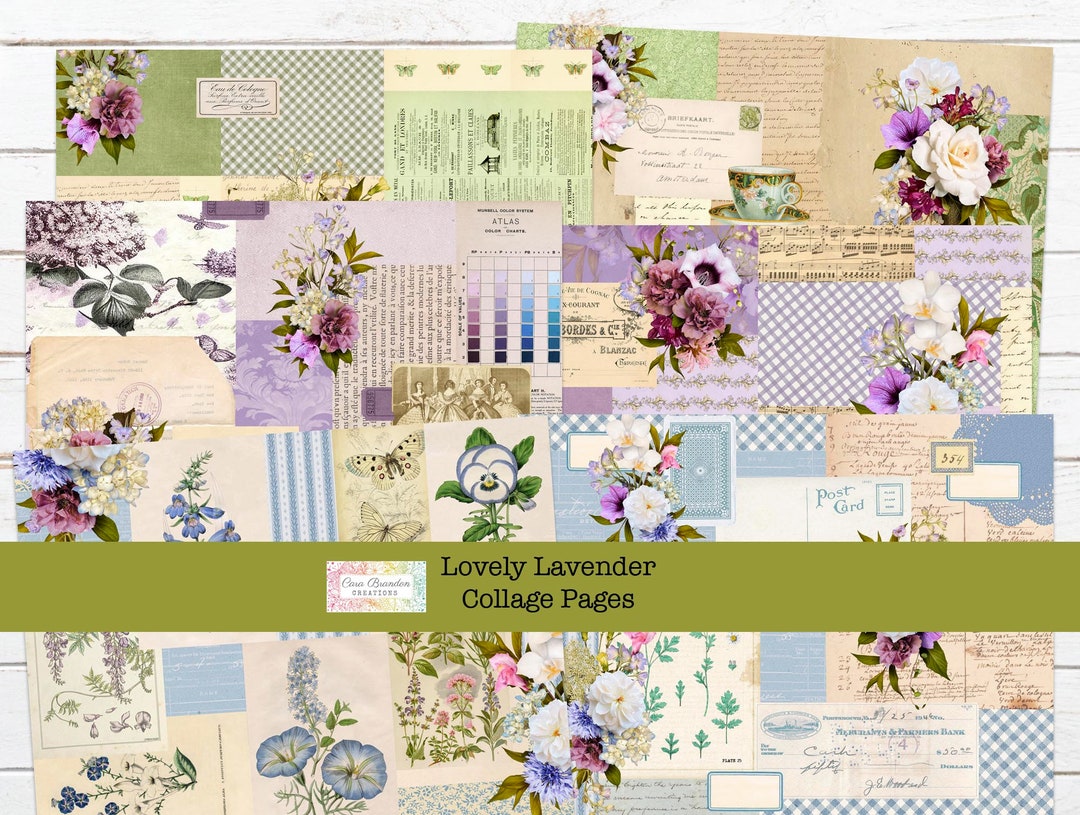 Lavender Journal Printable, Printable Collage Pages, Lavender Collage ...