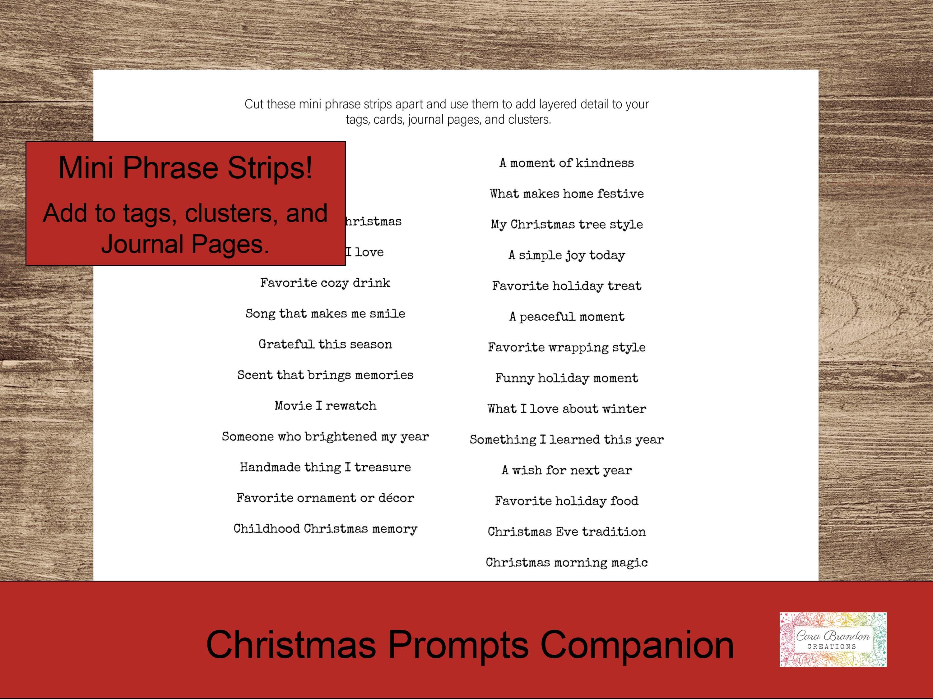 Christmas Prompt Companion – ATC Cards, Tabs & Phrase Strips - Etsy