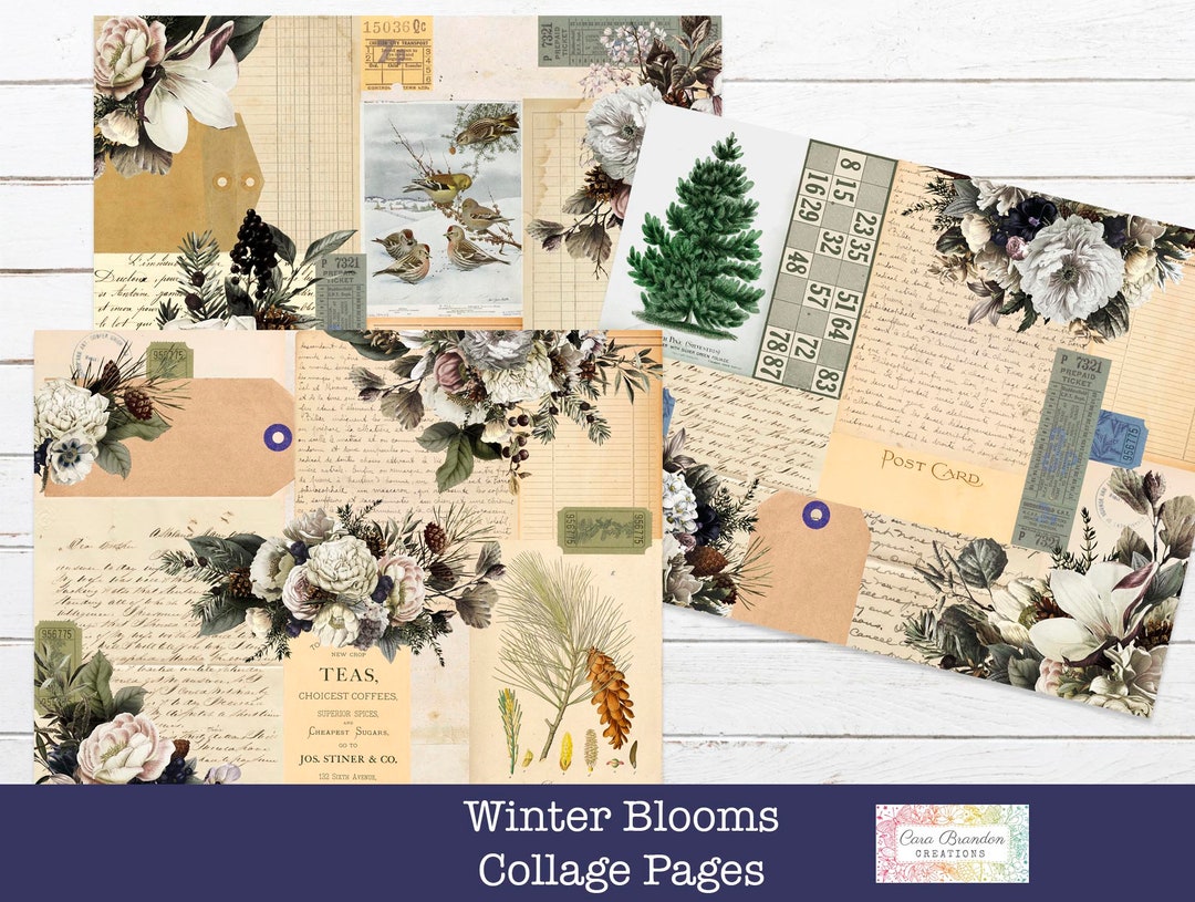 Winter Collage Pages Kit, Digital Collage Pages, Winter Printable ...