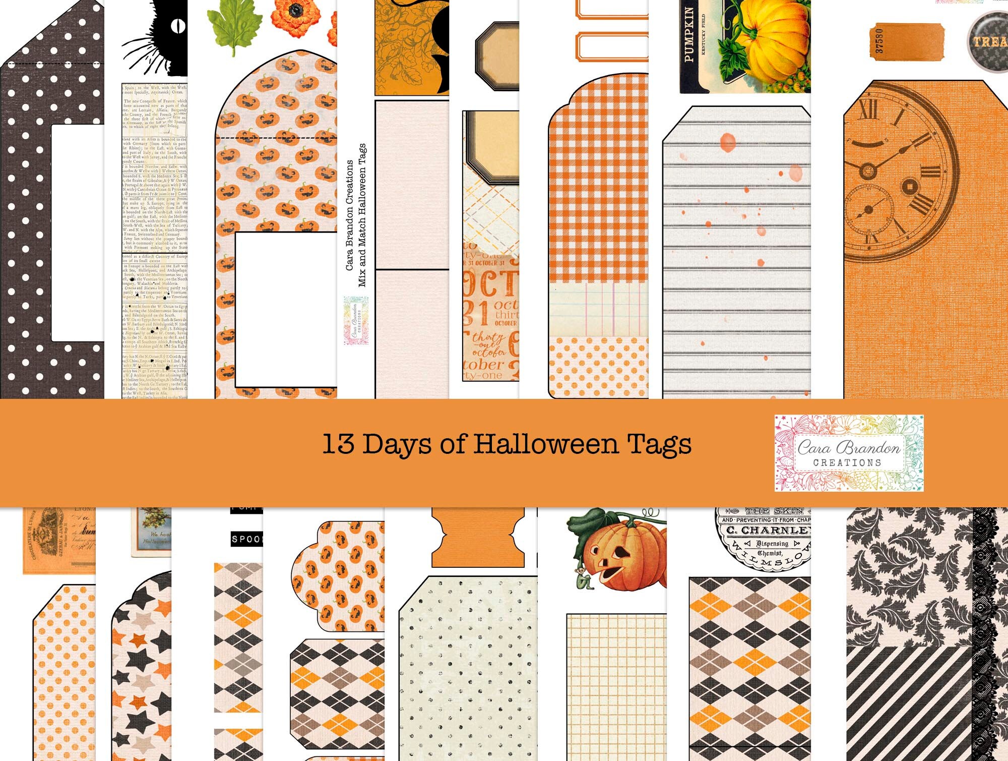 13 Days of Halloween Tags Vintage and Retro Halloween Images - Etsy