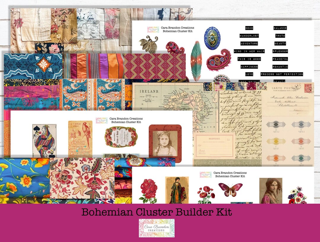 Boho Junk Journal Ephemera Kit, Vintage Style, Scrapbooking (digital ...