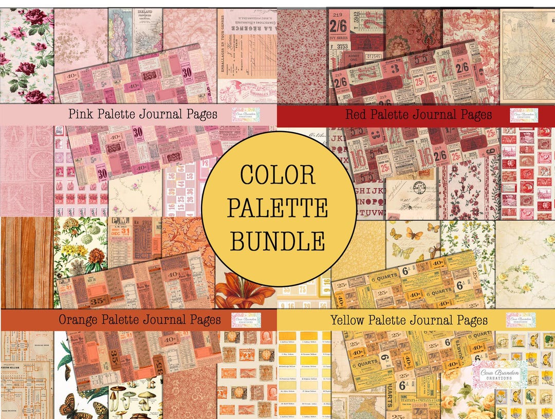 Warm Colors Junk Journal, Tim Holtz Inspired, Vintage Ephemera (digital ...