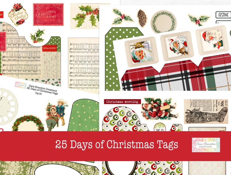 25 Days of Christmas Tags, Digital Junk Journal Kit (PDF Download) - Etsy