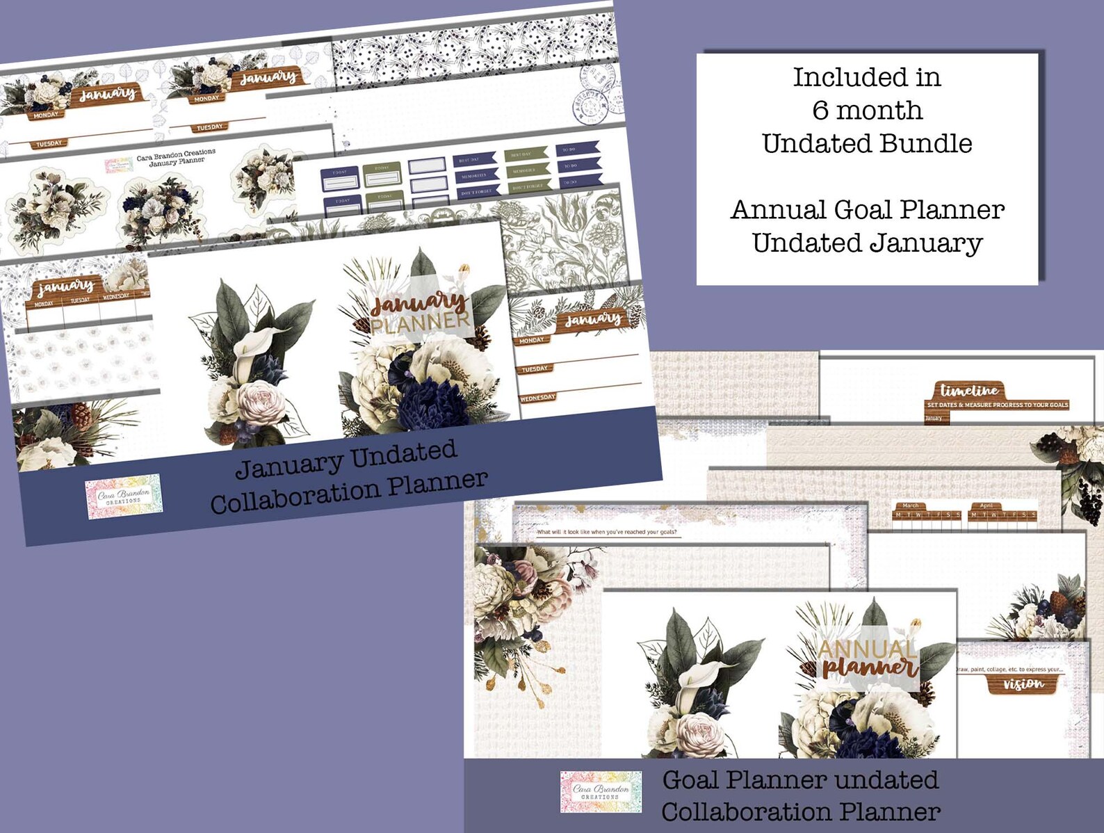 Undated Planner Bundle, January-june, Weekly Monthly Printable (digital ...