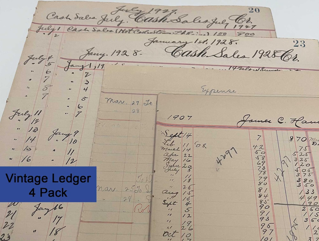 Vintage Handwritten Ledger Pages, 4 Full Pages - Etsy