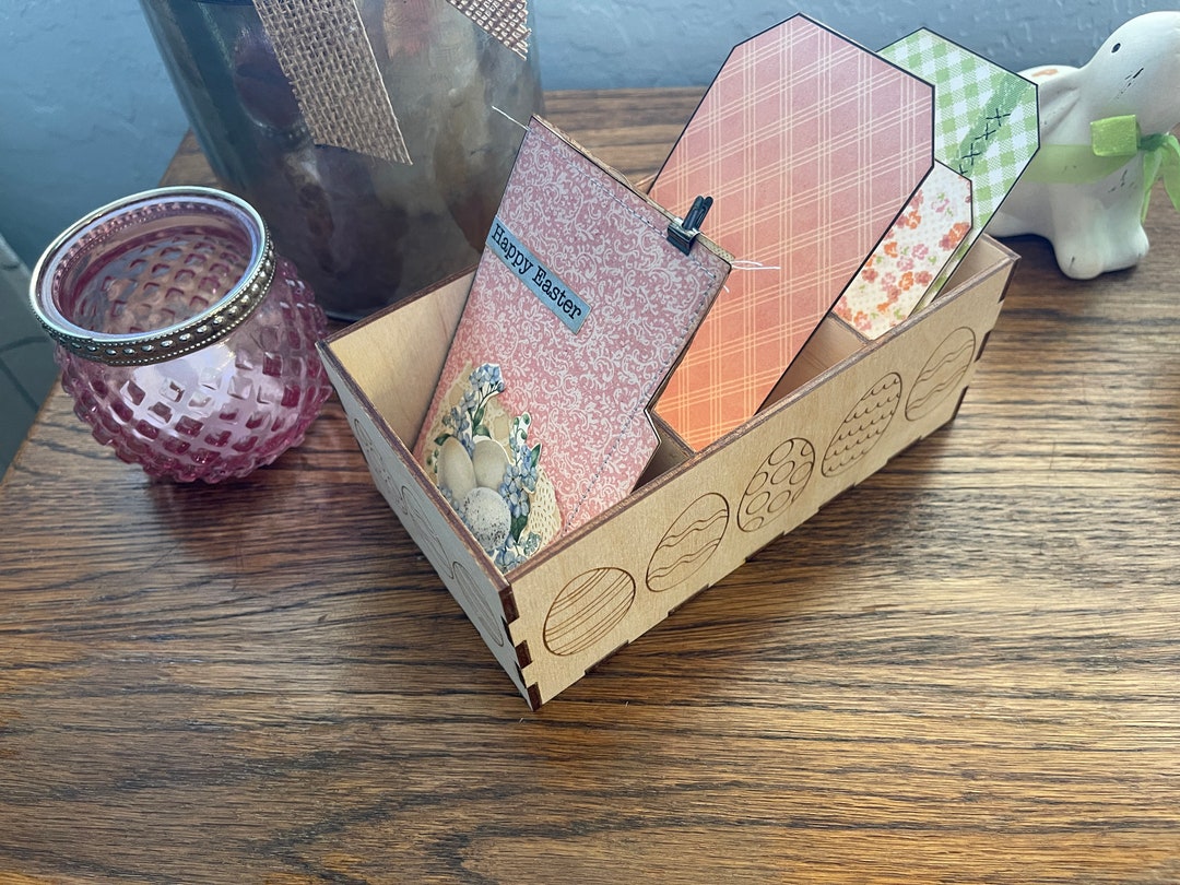 Handmade Easter Tag Storage Box Wooden Divided Organizer, Easter Tags ...