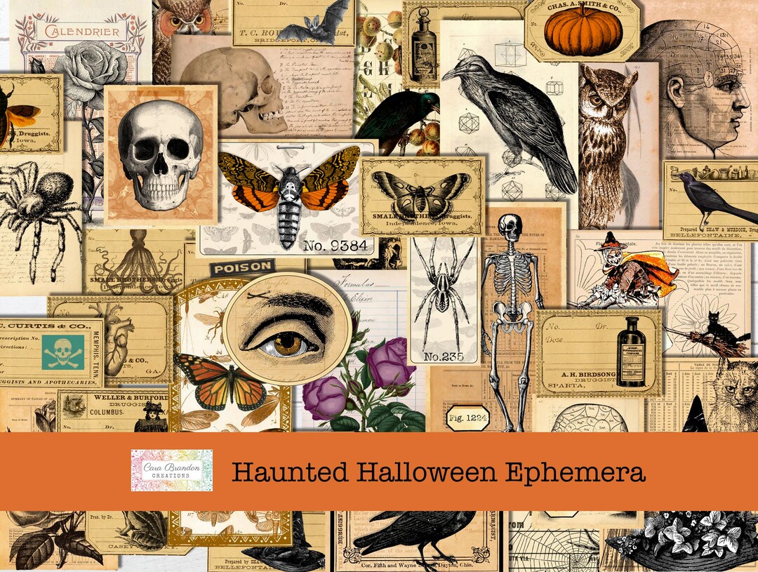 Haunted Halloween Ephemera Kit, Spooky Junk Journal, Fussy Cuts ...