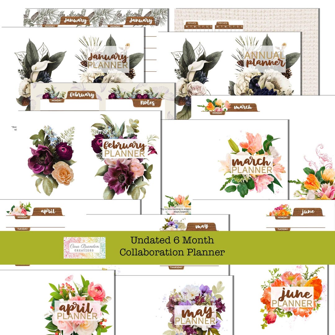 Undated Planner Bundle, January-june, Weekly Monthly Printable (digital ...