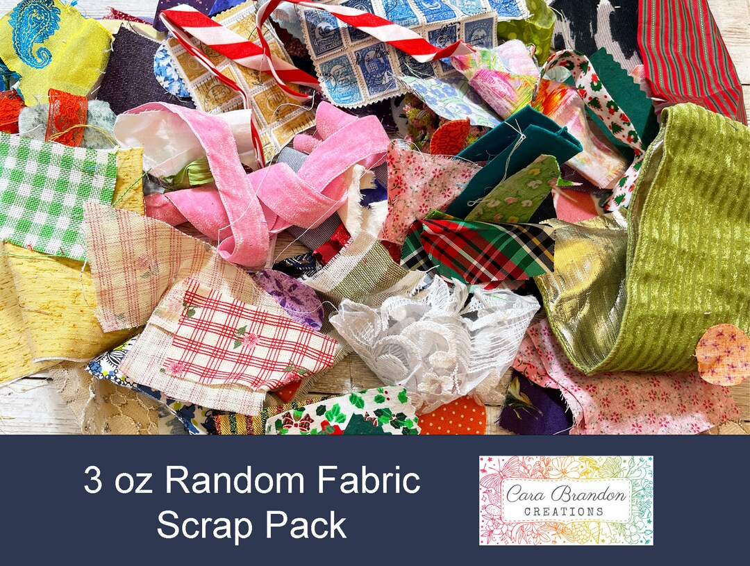 Random Fabric Scrap Pack, 3 Oz of Random Size Fabric Scraps, Small ...