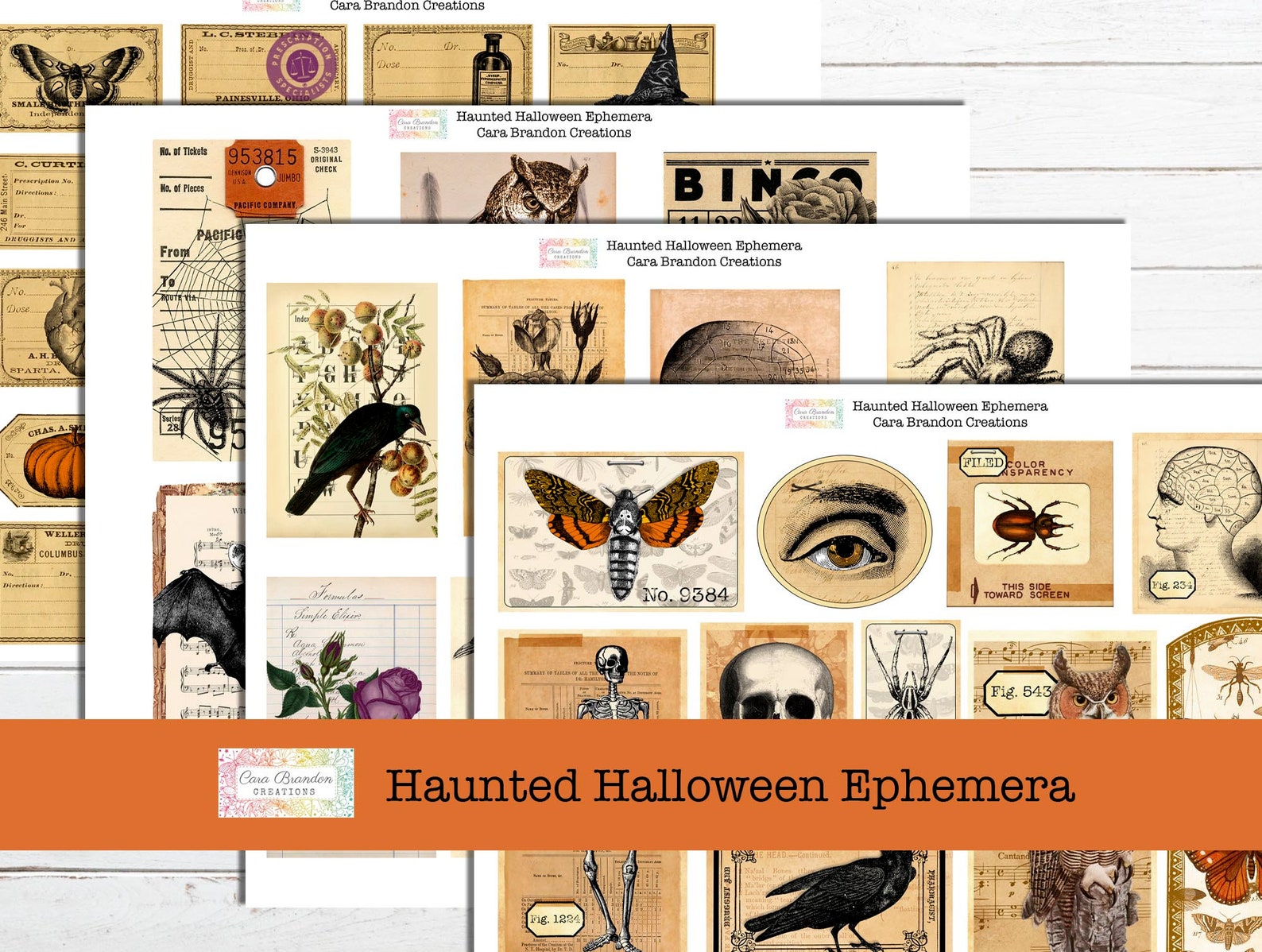 Haunted Halloween Ephemera Kit, Spooky Junk Journal, Fussy Cuts ...