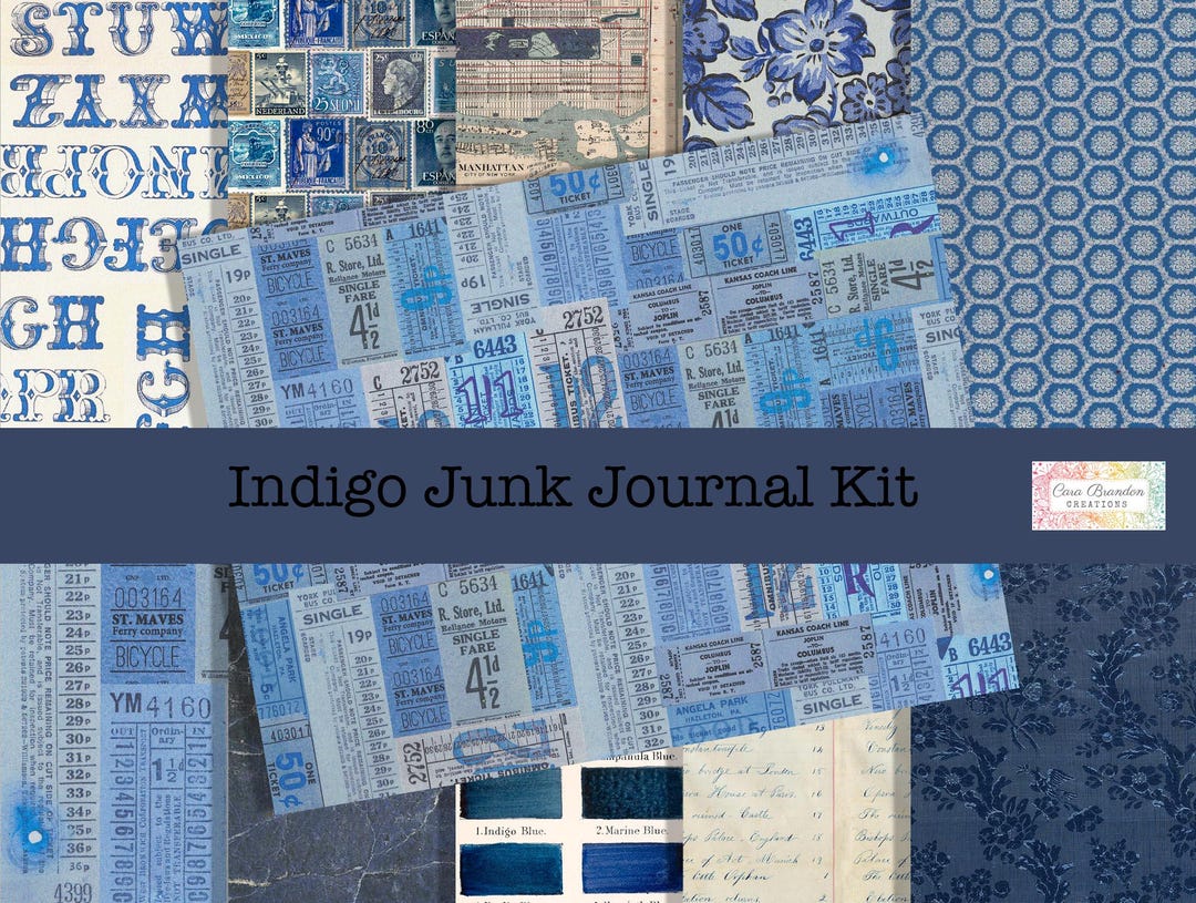 Indigo Palette Kit – Indigo Nightfall Junk Journal Kit | Digital Junk Journal Printables ...
