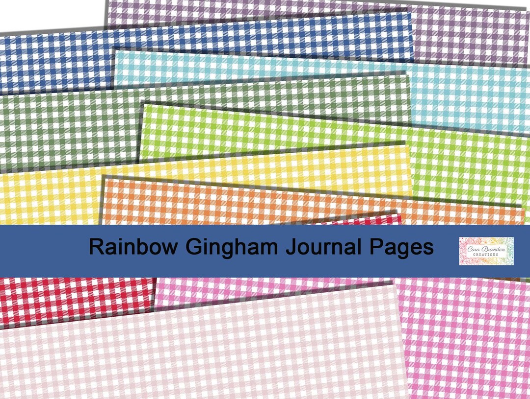 Rainbow Gingham Journal Pages, Colorful Scrapbook Paper (digital ...