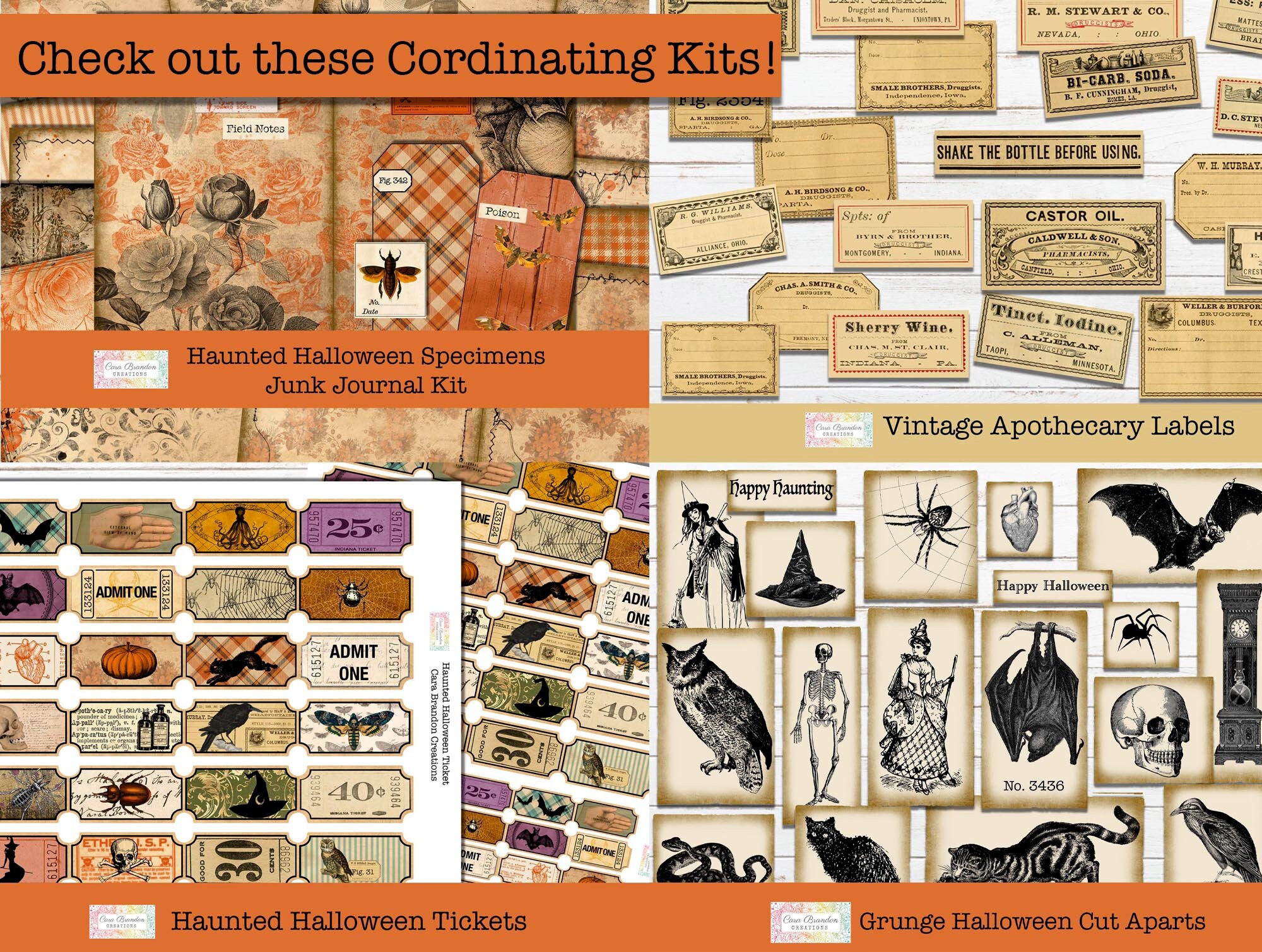 Haunted Halloween Ephemera Kit, Spooky Junk Journal, Fussy Cuts ...