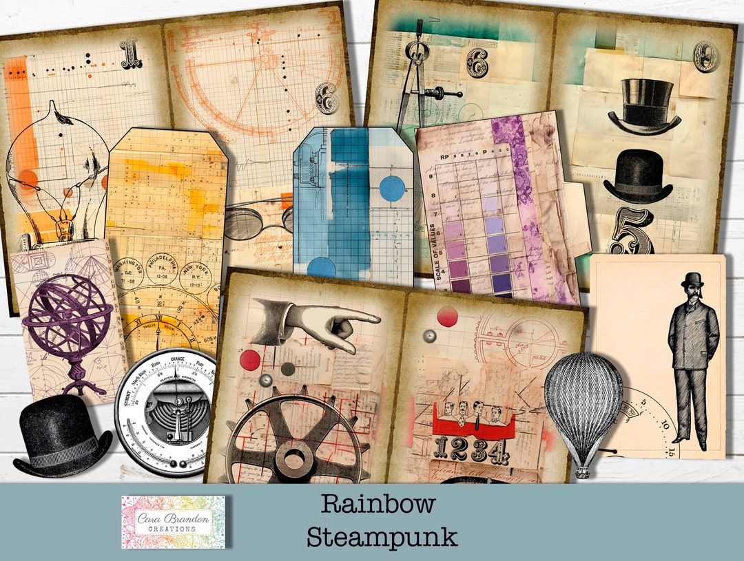 Rainbow Steampunk Junk Journal Kit - Etsy