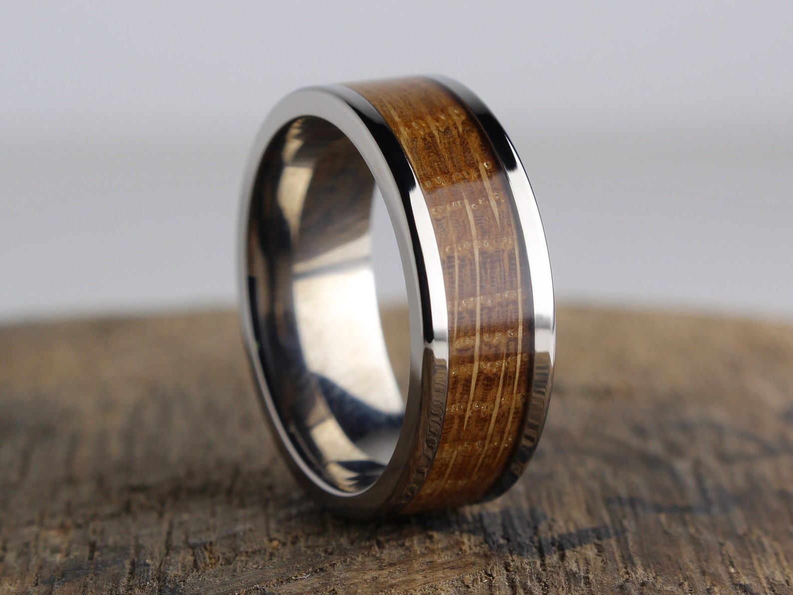 Hand Made Whiskey Barrel Wood Ring With Solid Titanium Comfort - Etsy