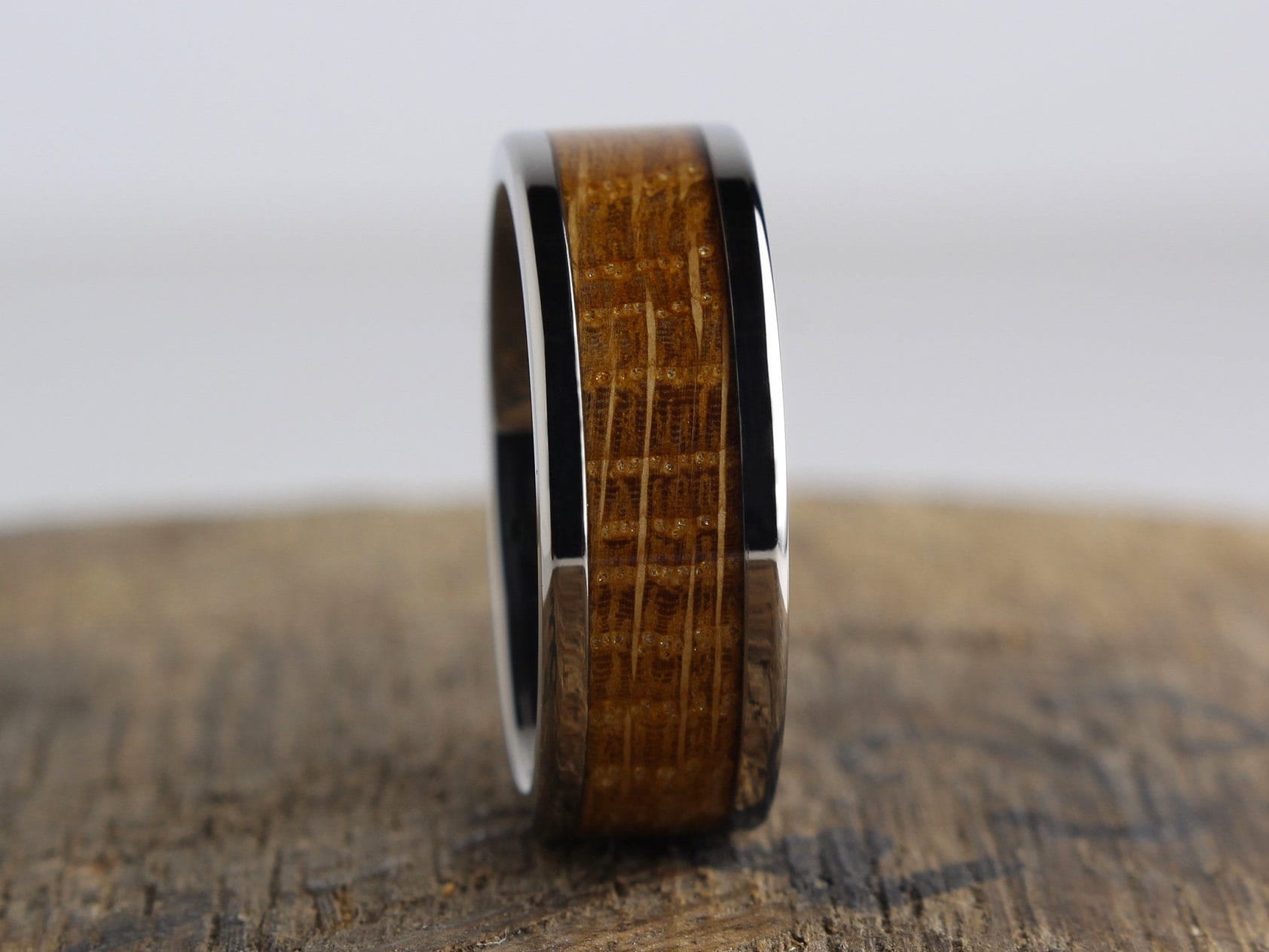 Hand Made Whiskey Barrel Wood Ring With Solid Titanium Comfort - Etsy